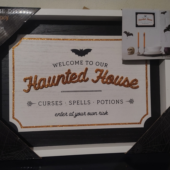 Holiday | Spooky Haunted House Sign With Gold Accents | Poshmark